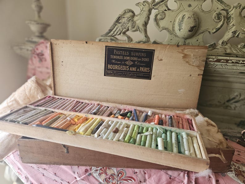 RARE Antike französische Bourgeois Ainé a Paris Pastels Surfins ...