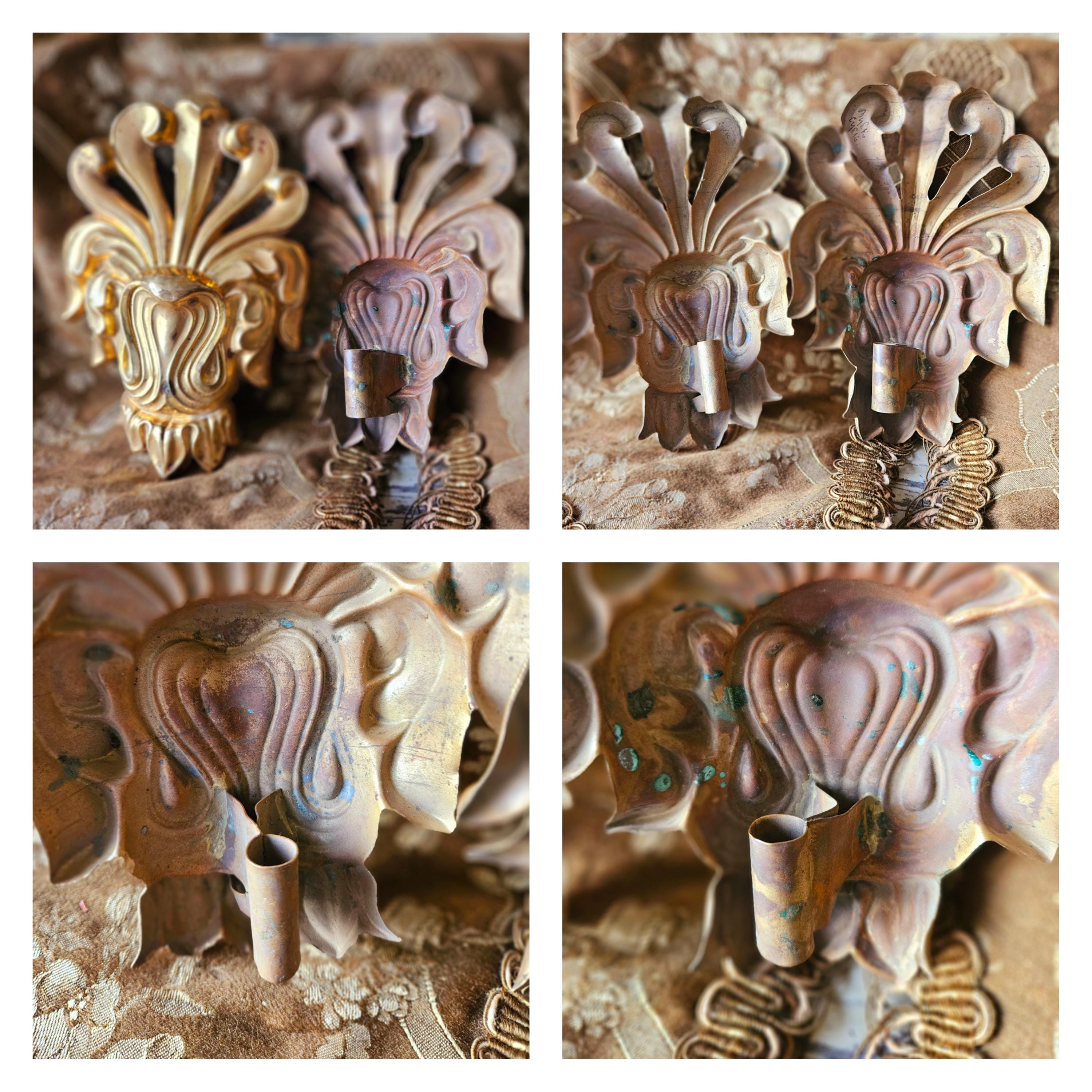 Amazing Pair of Antique French Scrolled Gilt Bronzed Tole Ornement ...