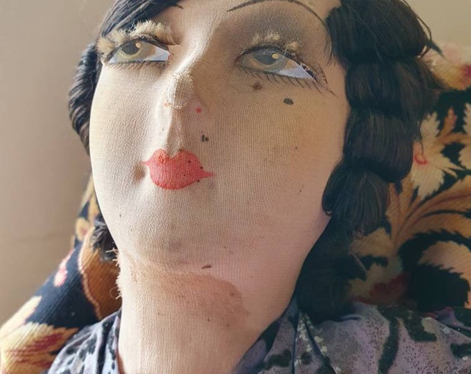 Antique French Timeworn Large Cloth Composition Boudoir Pierrot Doll ...