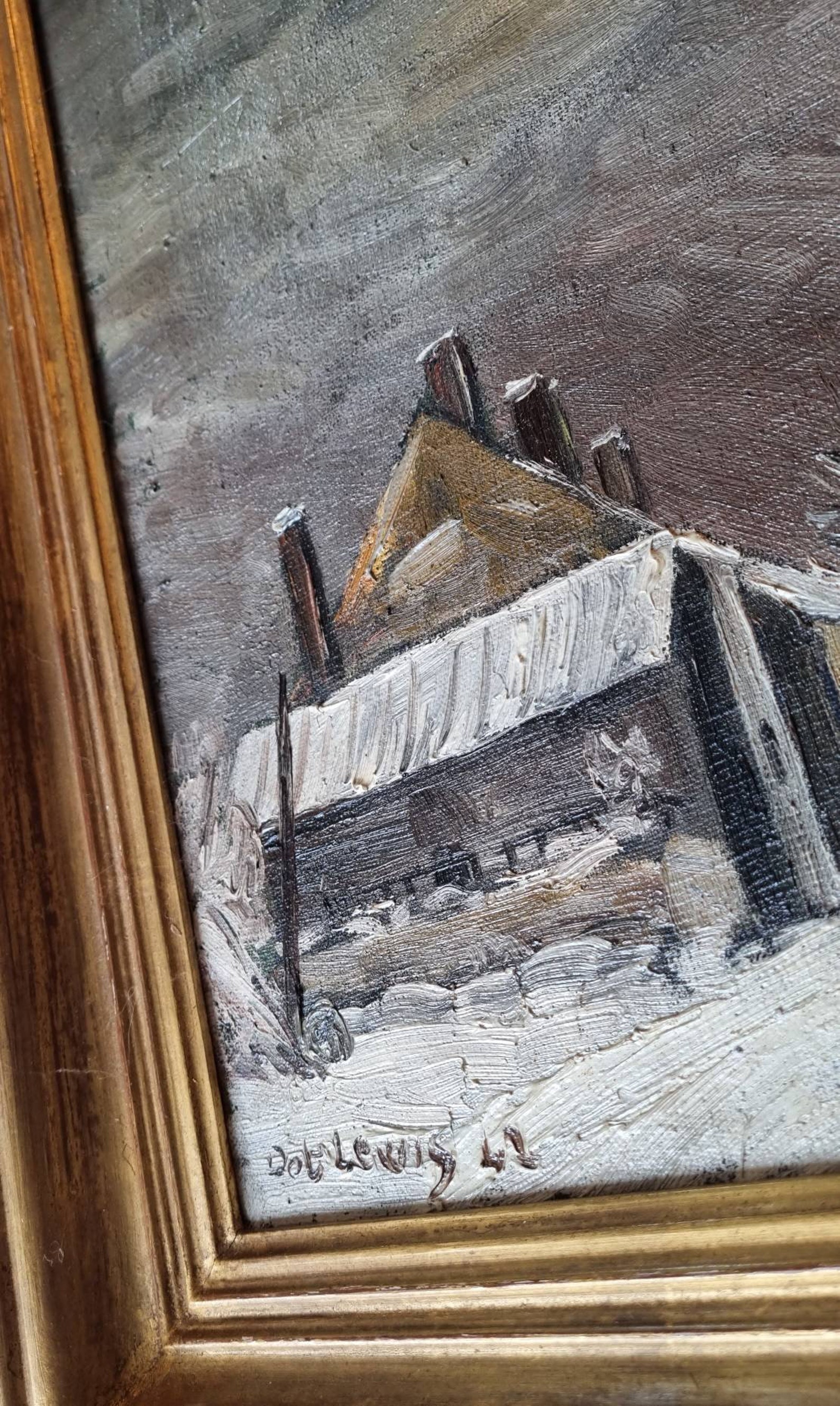 Sublime Mid-century French Artist-signed Dot Lewis Snowscape Tableau ...