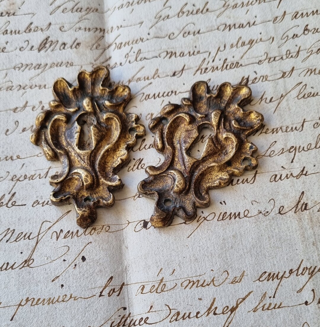 Fab Pair of Antique French Art-nouveau Gilt Bronze Ormolu Decorative ...