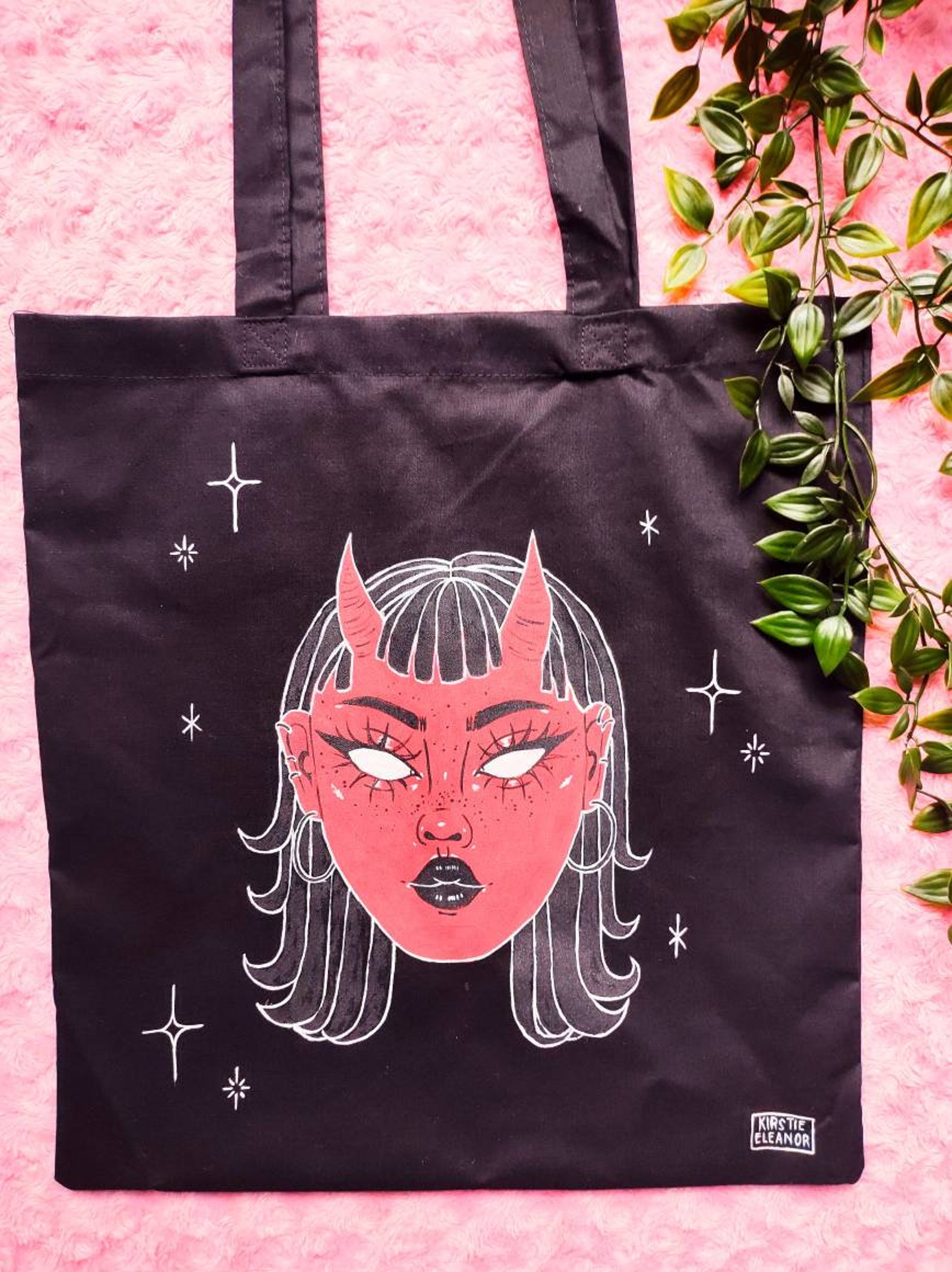 Demon Girl Black Tote Bag - Etsy