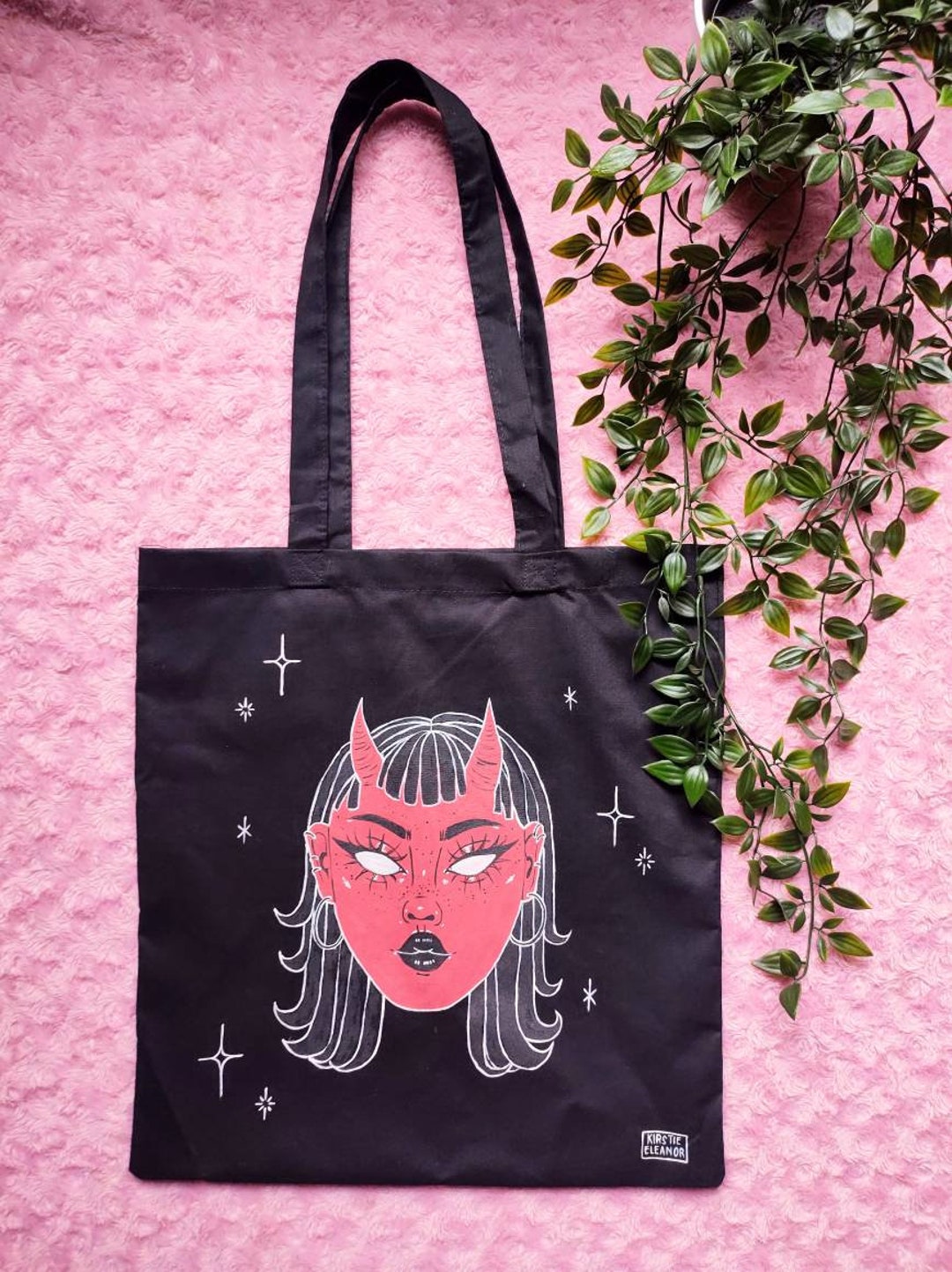 Demon Girl Black Tote Bag - Etsy