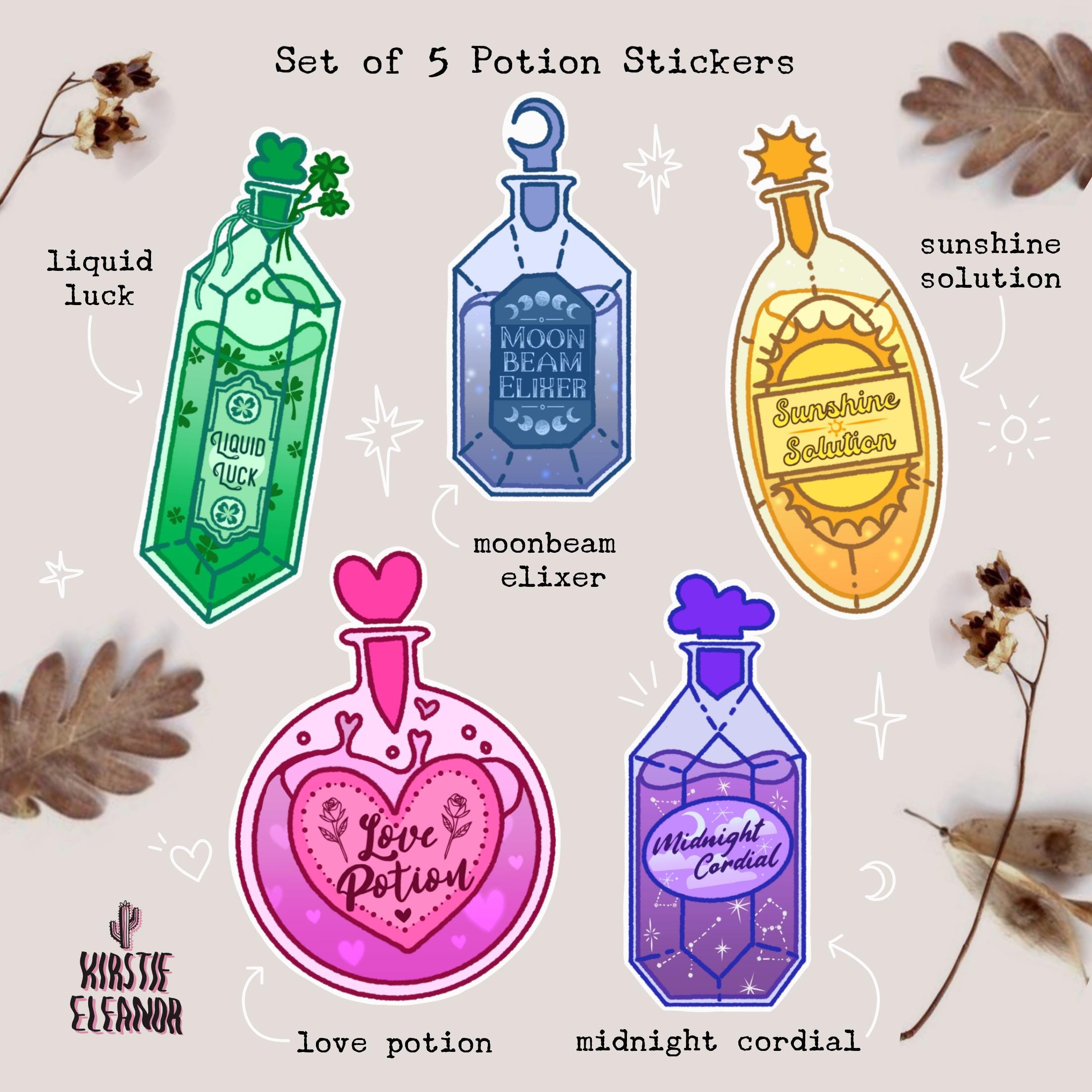 Potion Bottle Stickers - Set of 5 Halloween Vinyl Stickers - Etsy