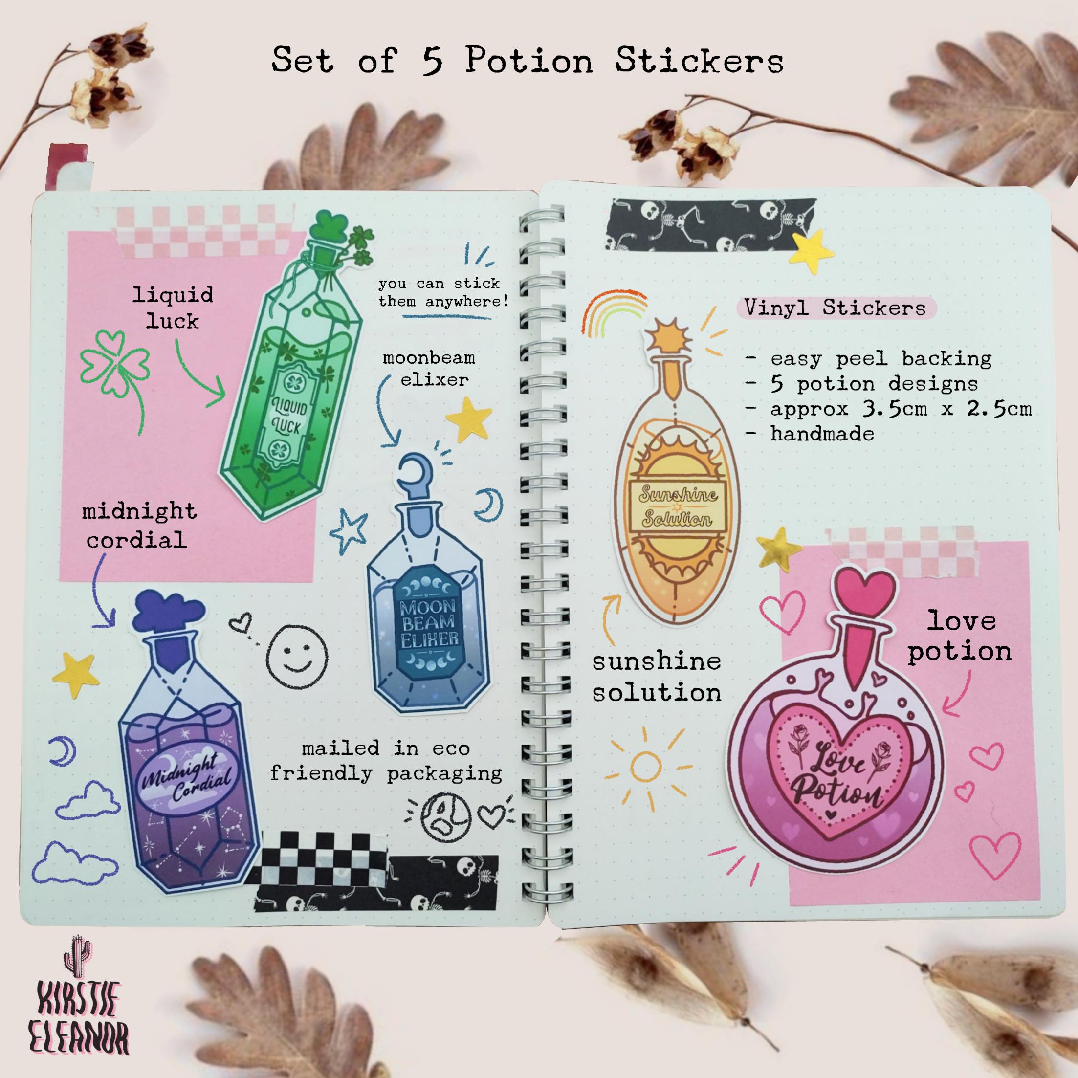 Potion Bottle Stickers - Set of 5 Halloween Vinyl Stickers - Etsy