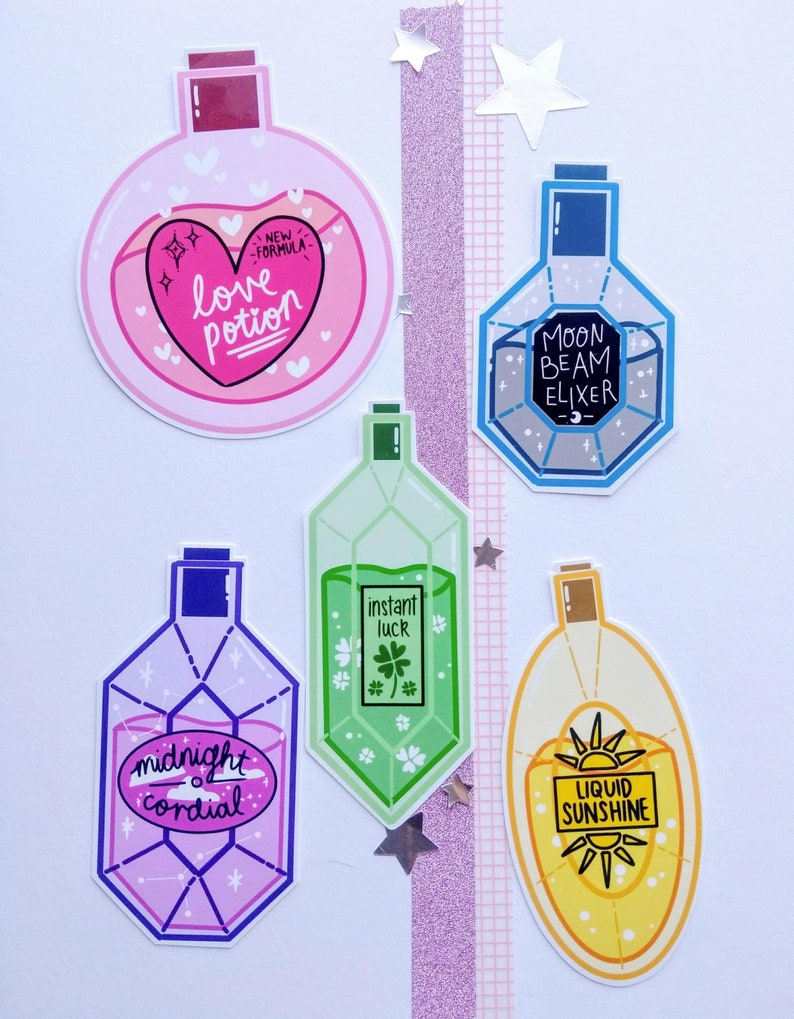 Potion Bottle Stickers Set of 5 Halloween Vinyl Stickers - Etsy