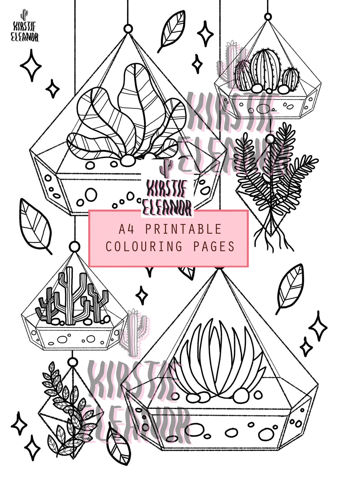 A4 Printable Colouring Page - Hanging Terrariums - Etsy