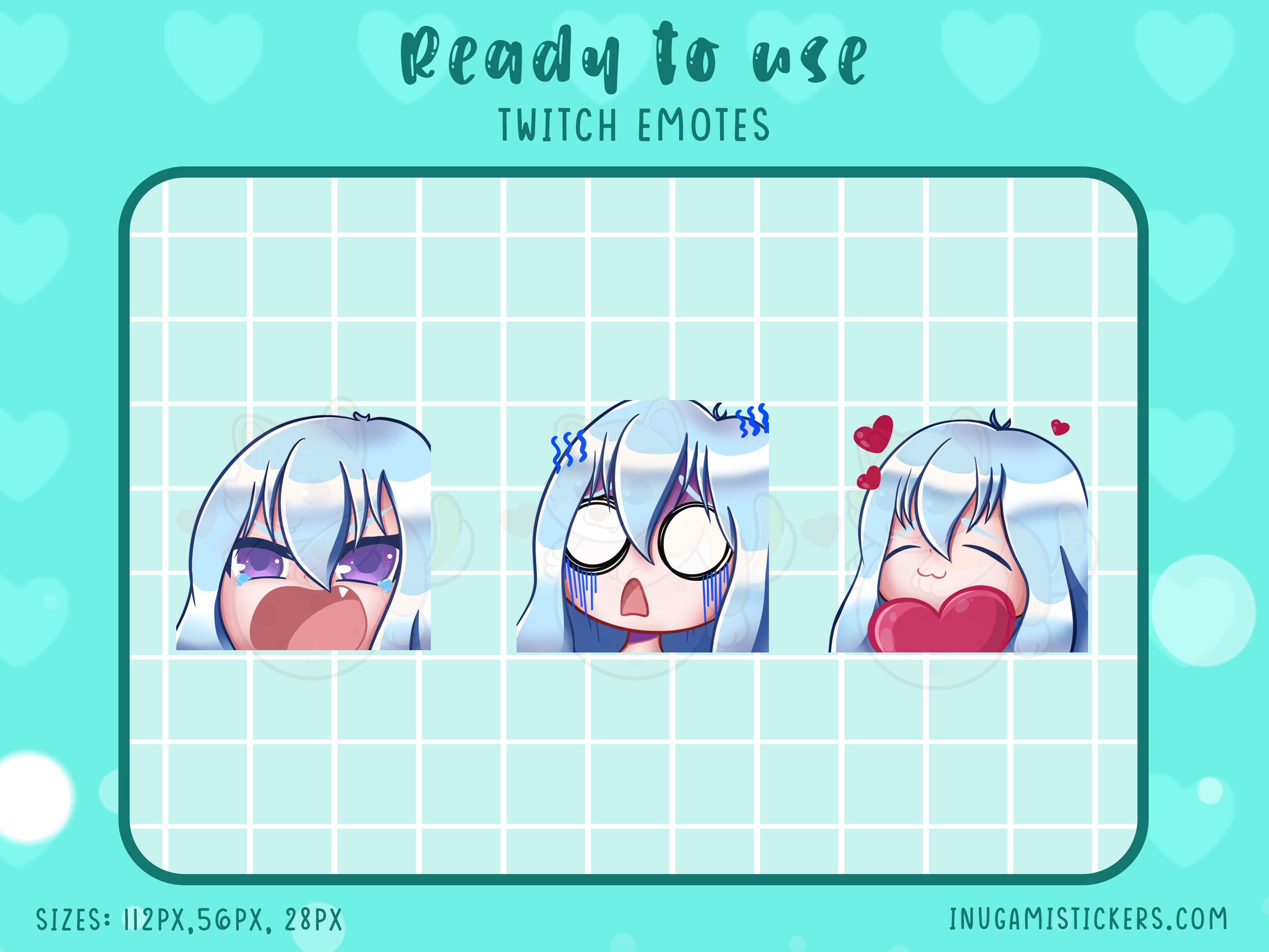 Twitch Emotes Chica de pelo azul Emotes Anime Emotes - Etsy México