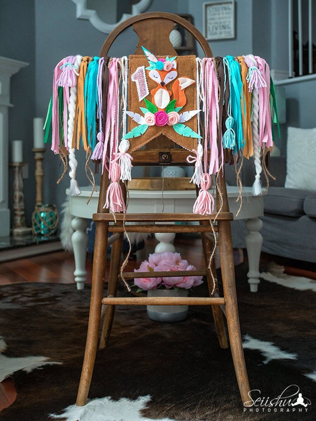 Fox Birthday Fox Birthday Banner Fox High Chair Banner Fox - Etsy