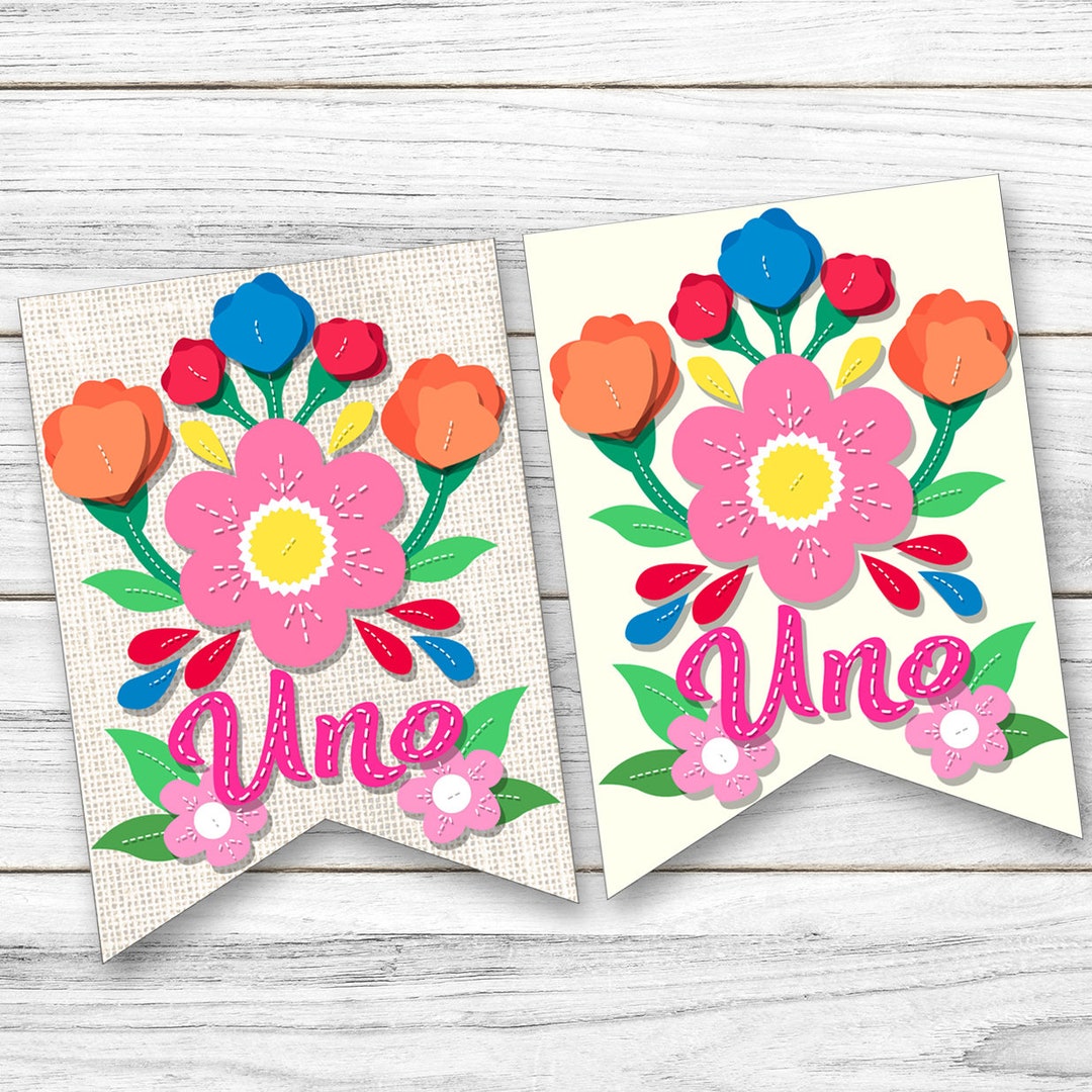 UNO Fiesta Flags, Uno Banner Printable Party Decorations for First ...