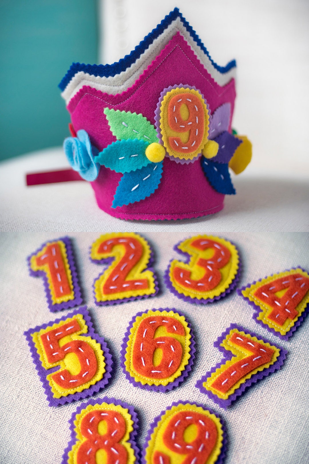 Rainbow Birthday Crown With Number Set 1 9 - Etsy