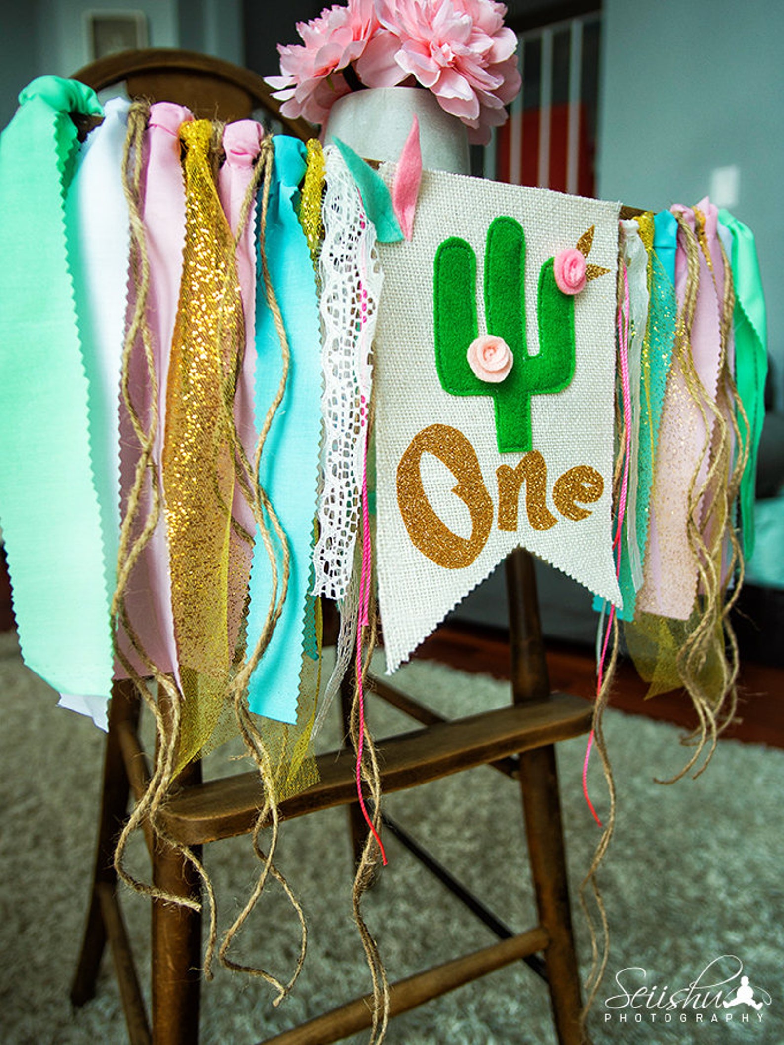 CACTUS BIRTHDAY Banner Cactus High Chair Gold Cactus Banner - Etsy