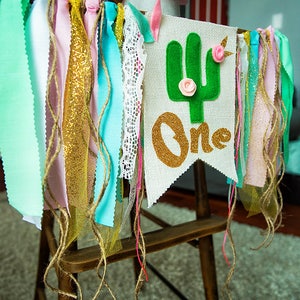 CACTUS BIRTHDAY Banner, Cactus High Chair, Gold Cactus Banner, Cactus ...