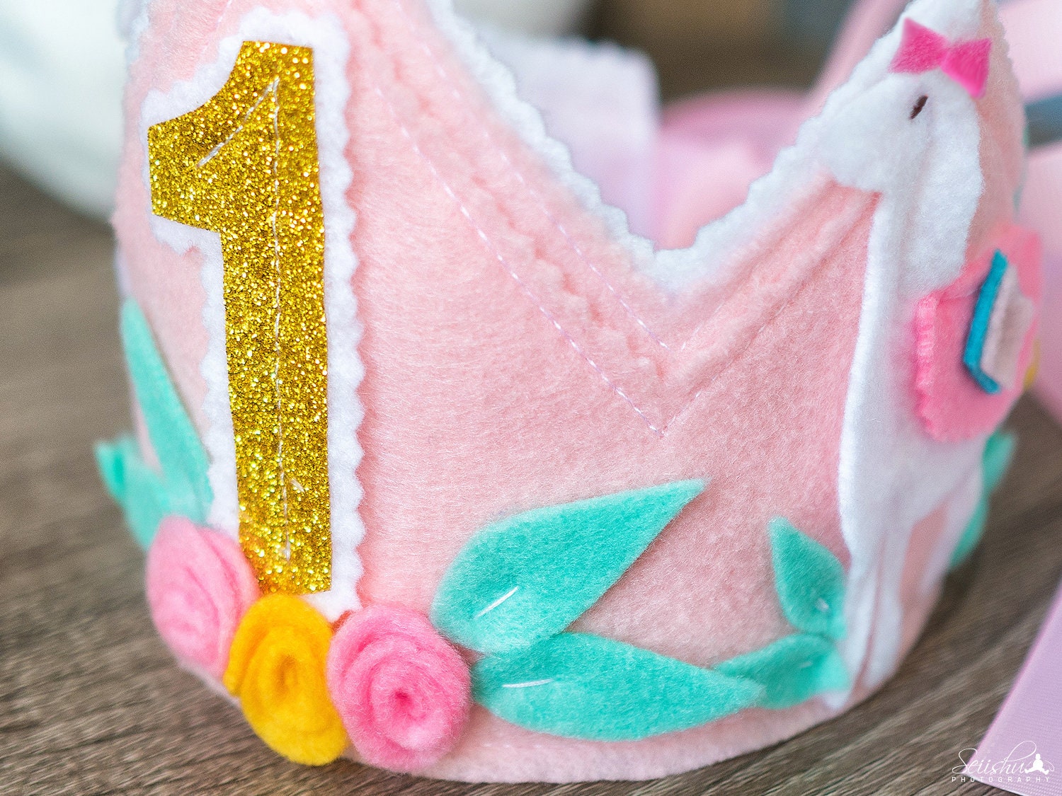 Pink Floral Llama First Birthday Crown | Felt Keepsake Party Hat (cake ...