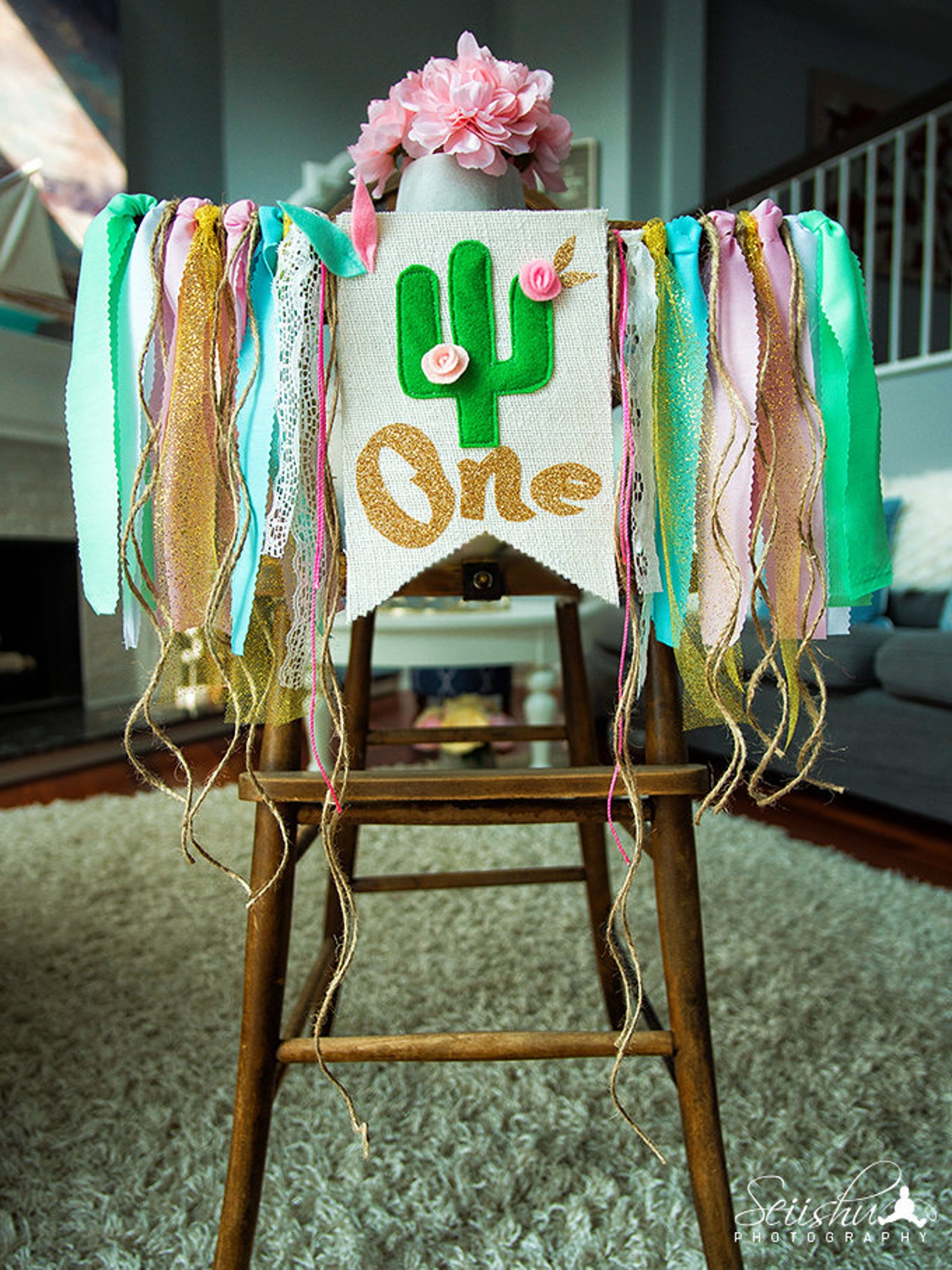 CACTUS BIRTHDAY Banner Cactus High Chair Gold Cactus Banner - Etsy