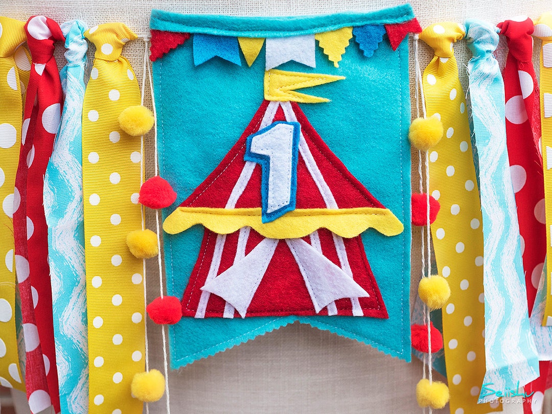 Circus Birthday Banner, Carnival Highchair Bunting, First Birthday ...