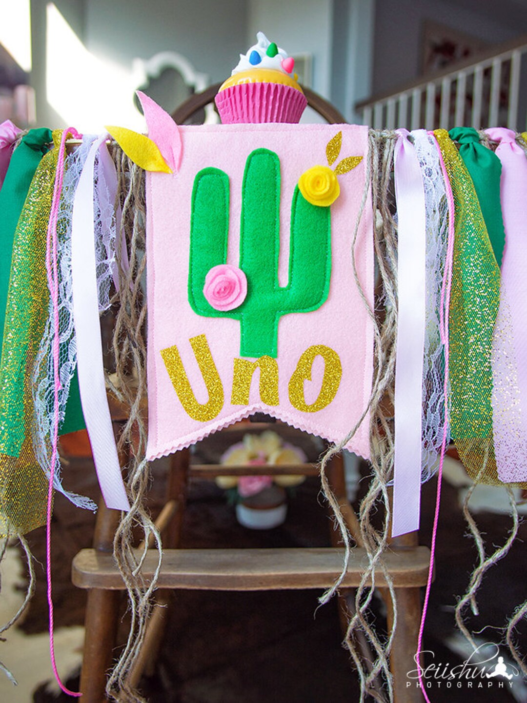 CACTUS BIRTHDAY Banner, Cactus High Chair, Gold Cactus Banner, Cactus ...