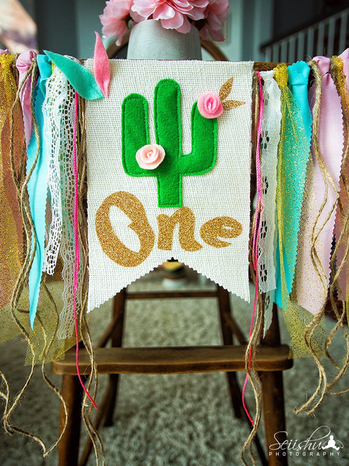 CACTUS BIRTHDAY Banner Cactus High Chair Gold Cactus Banner - Etsy