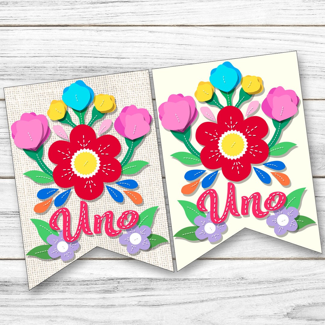 Cinco De Mayo UNO Birthday Flags Printabl Banner First Fiesta Mexican ...