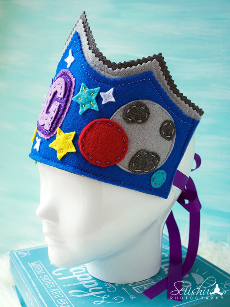 Outer Space Birthday Crown, Personalized Rocket Ship Party Hat, Galaxy ...