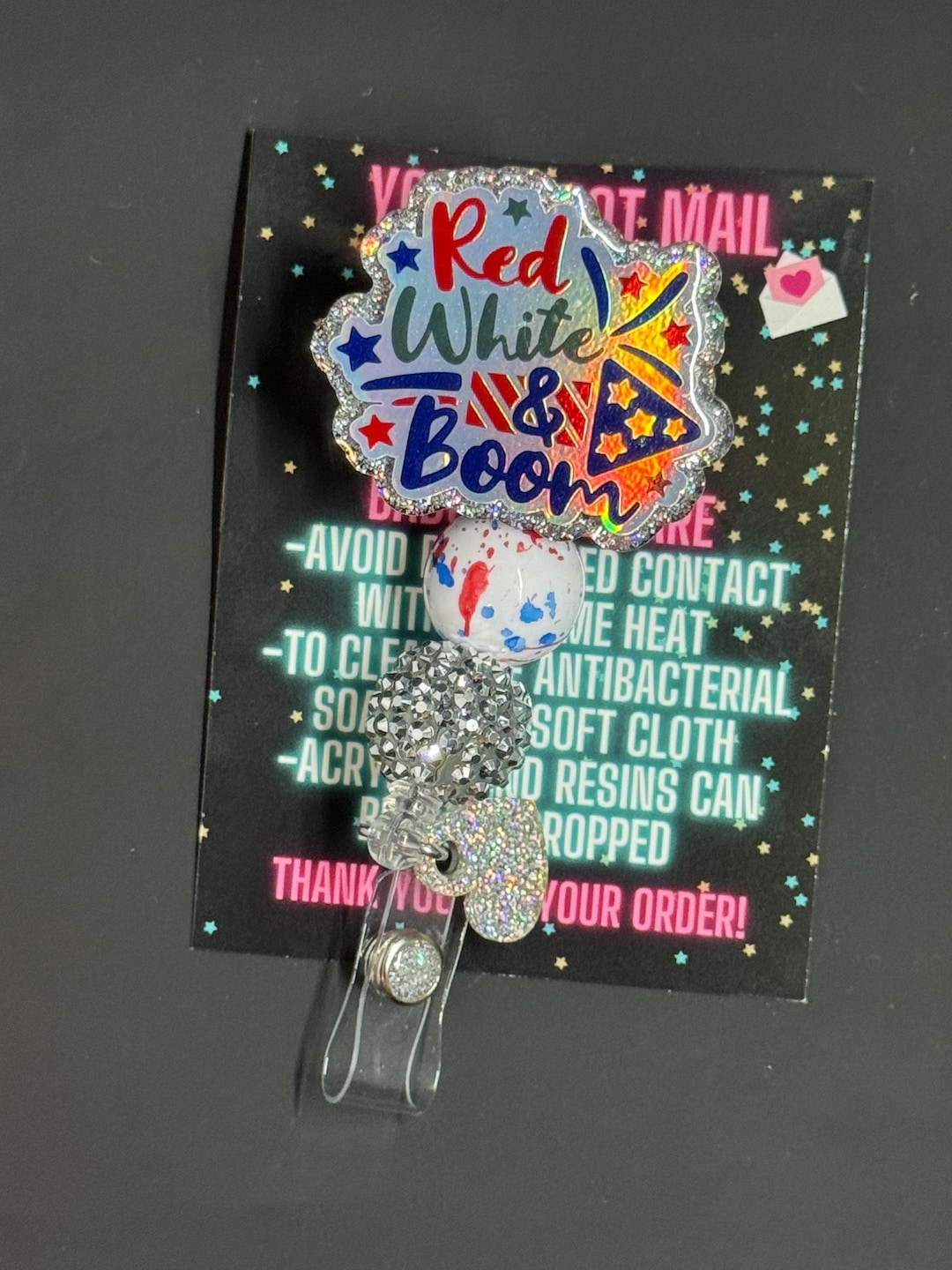 Red White and Boom Badge Reel, 4th of July Badge Reel, American Badge ...