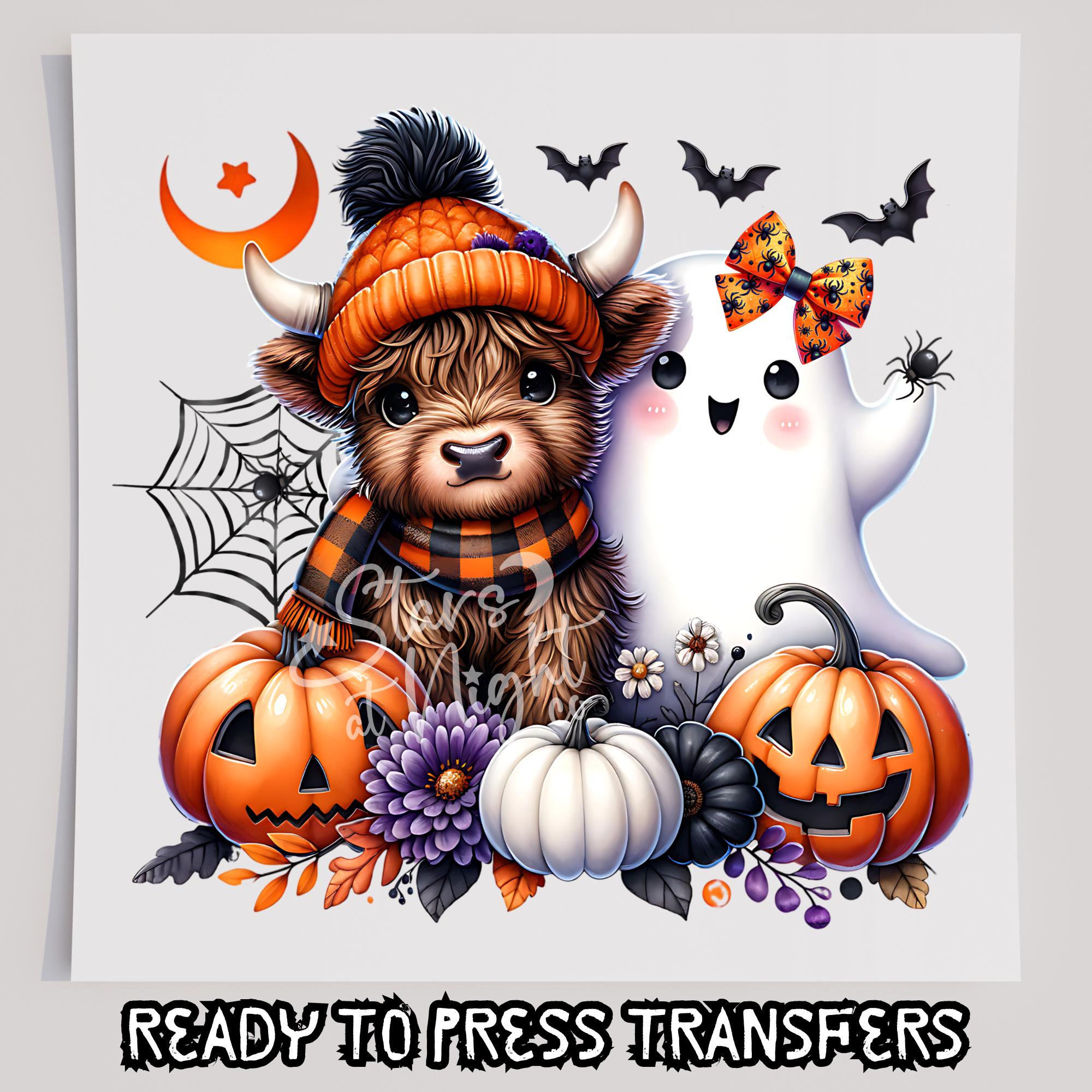 Highland Cow Ghost Spider DTF T-shirt Transfer, Ready to Press Transfer ...