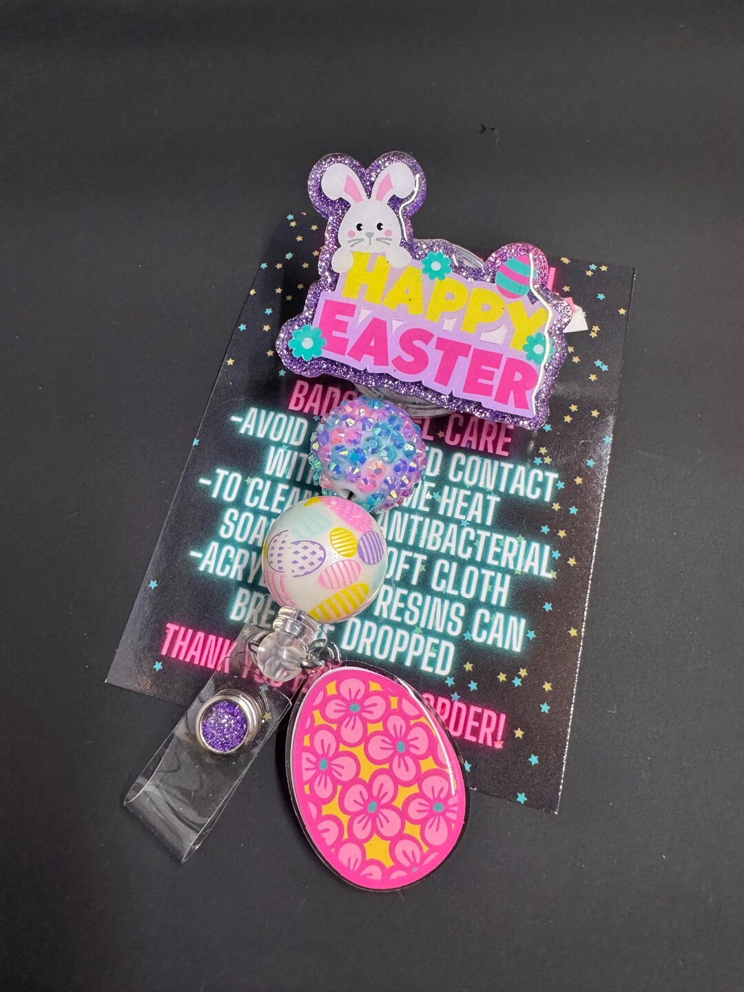 Happy Easter Bunny Badge Reel, Bunny Badge Reel, Rabbit Badge Reel ...