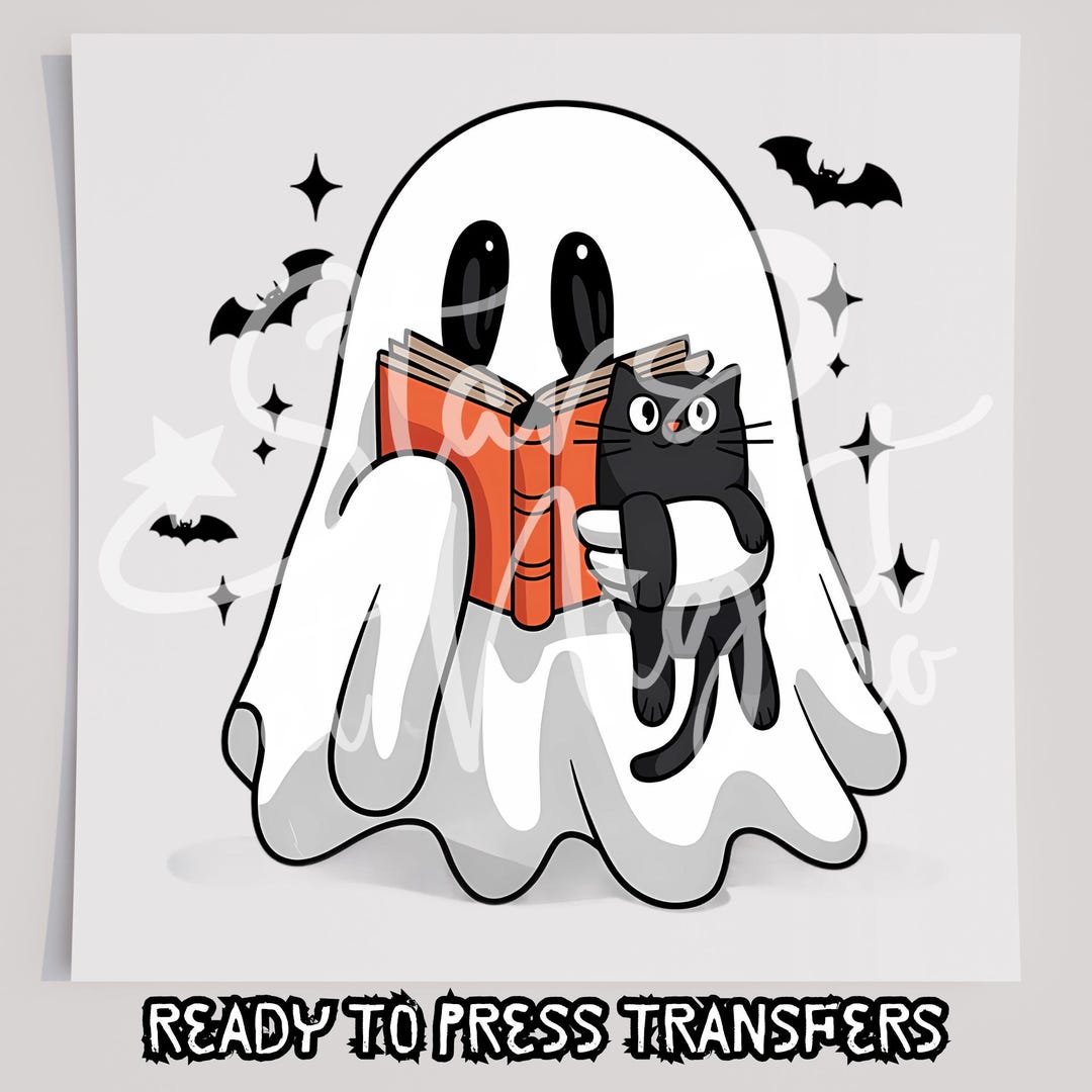 Reading Ghost Halloween DTF T-shirt Transfer, Ready to Press Transfer ...