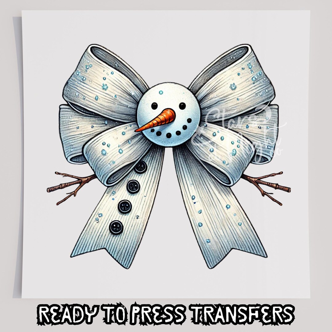 Snowman Bow T-shirt Transfer, Ready to Press Transfer, Screen Print ...