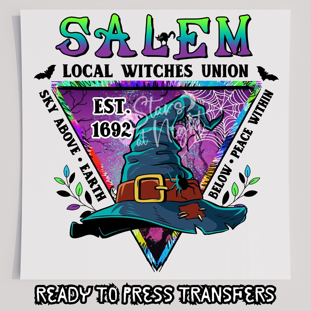 Salem Local Witches Union DTF T-shirt Transfer, Ready to Press Transfer ...