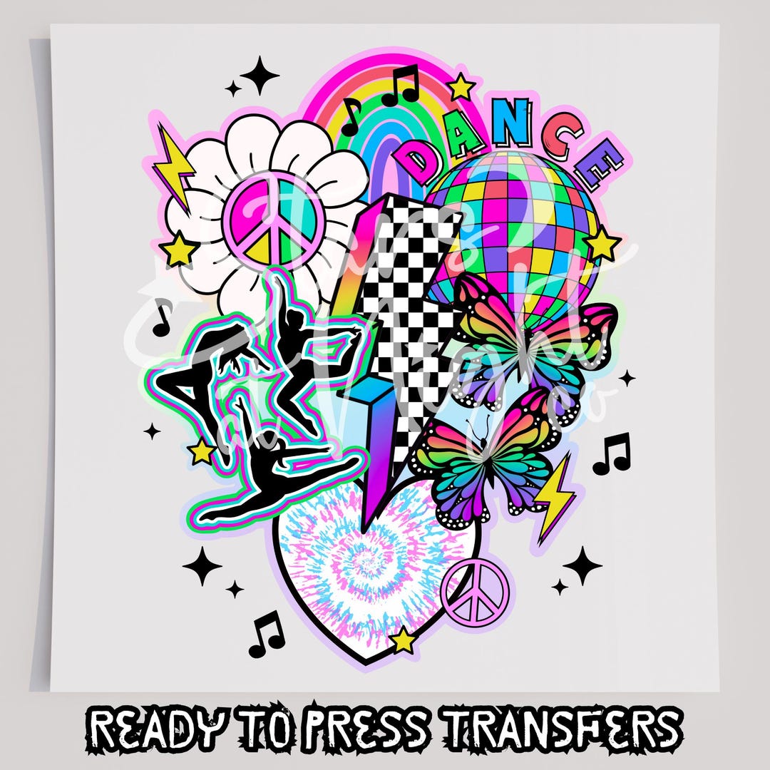 Dance Collage Neon T-shirt Transfer, Ready to Press Transfer, Screen ...