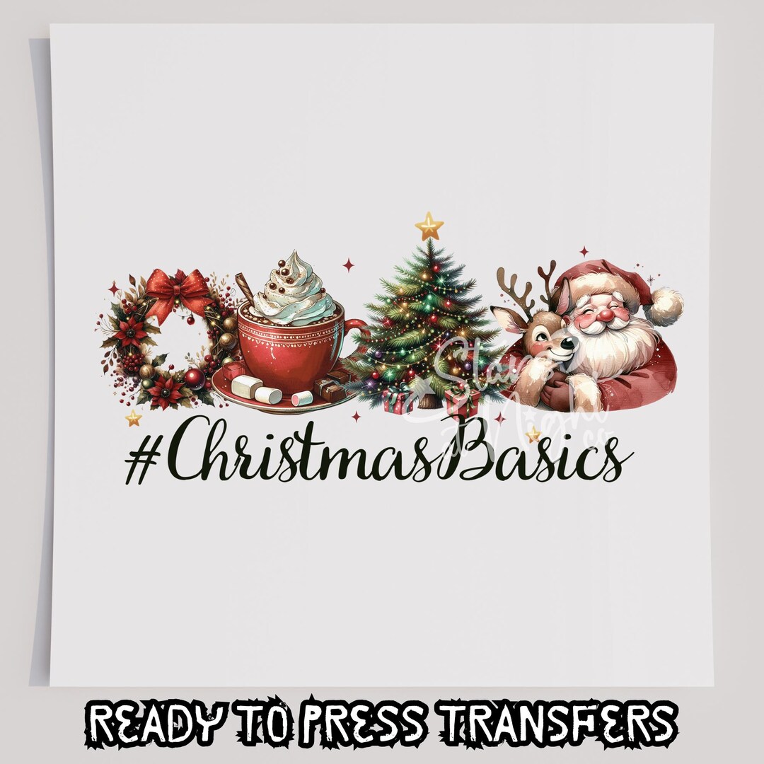 Christmas Basics DTF T-shirt Transfer, Ready to Press Transfer, Screen ...
