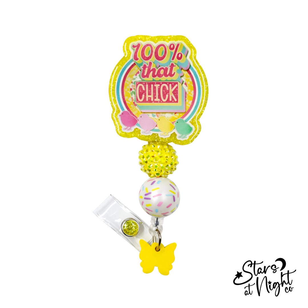 100% That Chick Badge Reel, Bunny Badge Reel, Rabbit Badge Reel, Easter ...