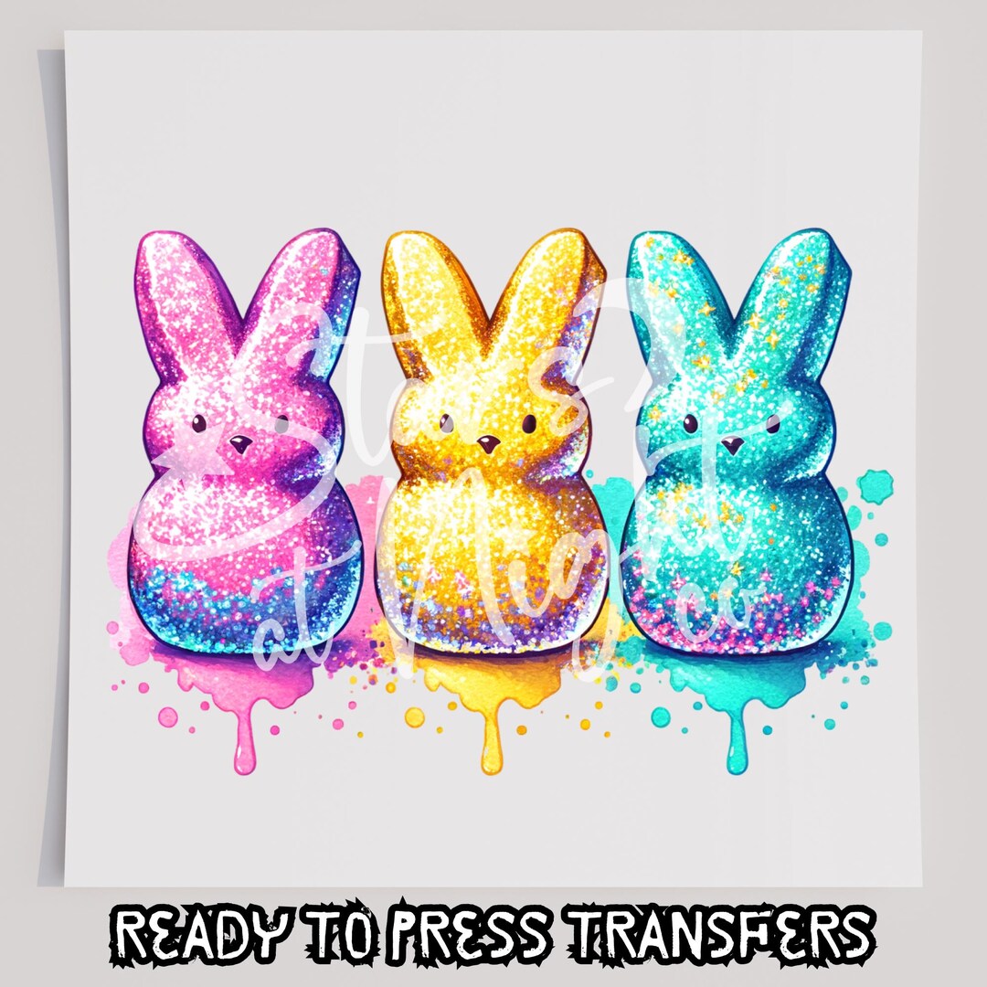 Faux Glitter Peeps T-shirt Transfer, Ready to Press Transfer, Screen ...