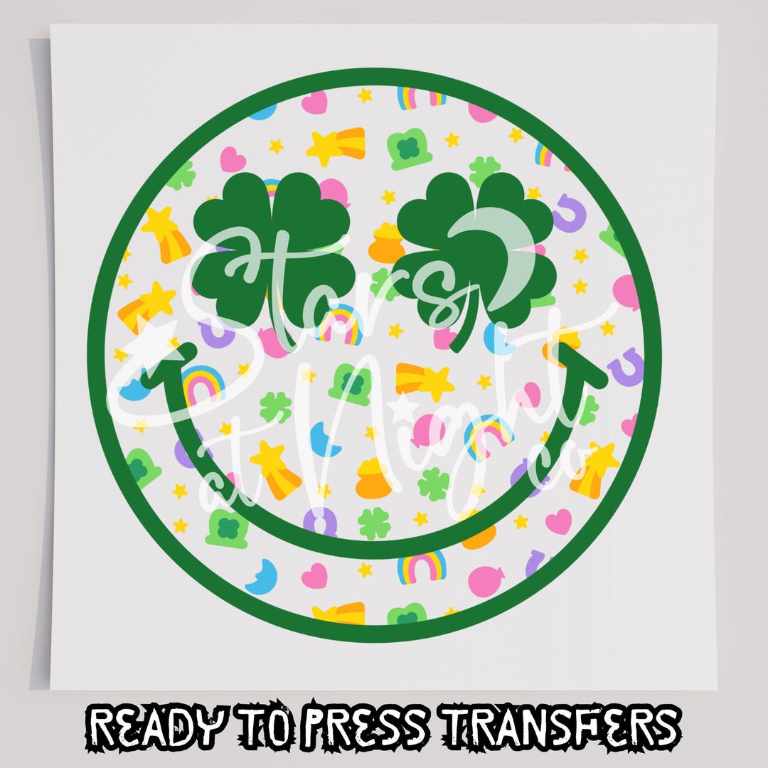 Lucky Charm Smiley Face T-shirt Transfer, Ready to Press Transfer ...