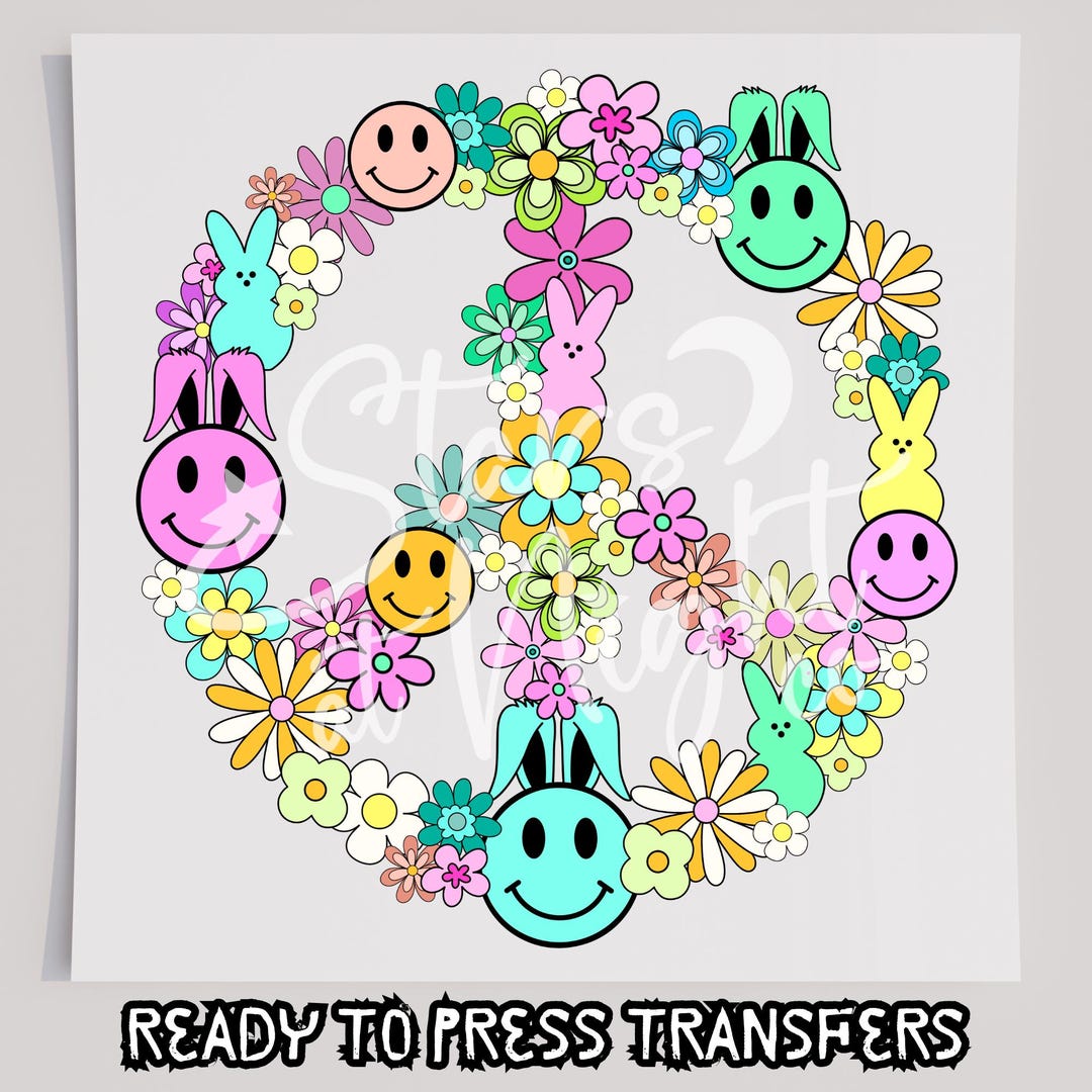 Easter Peace Sign T-shirt Transfer, Ready to Press Transfer, Screen ...