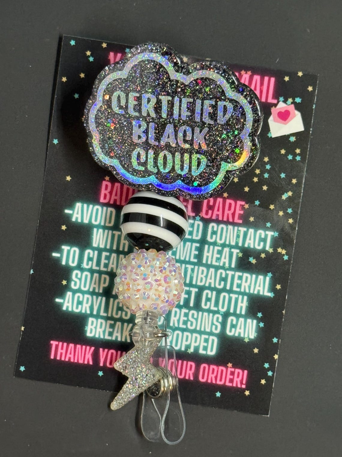Certified Black Cloud Badge Reel, Black Cloud Badge Reel, Glitter Badge ...