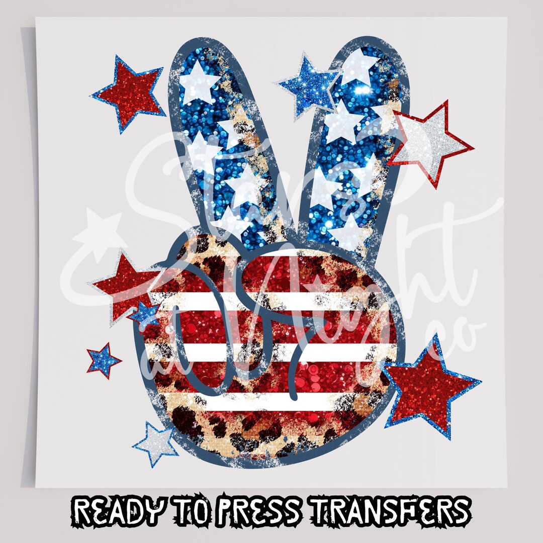 Patriotic Leopard Peace Sign T-shirt Transfer, Ready to Press Transfer ...