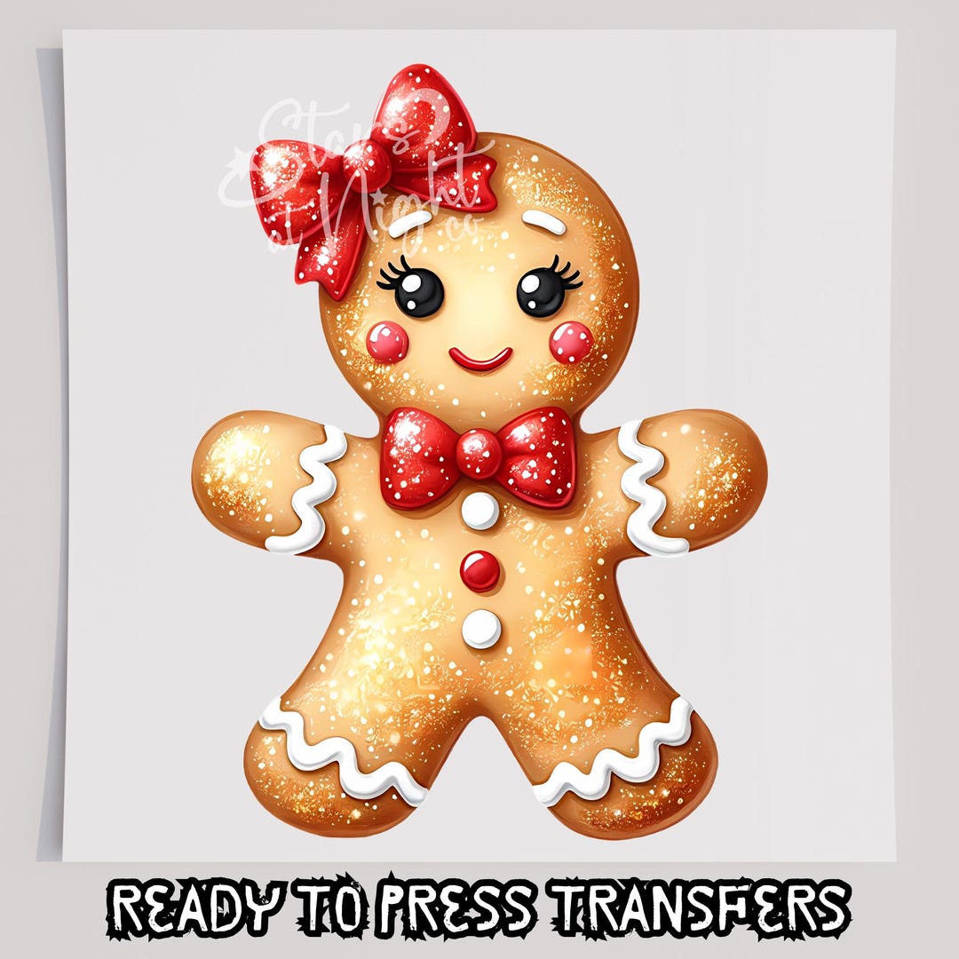 Faux Glitter Gingerbread Girly T-shirt Transfer, Ready to Press ...