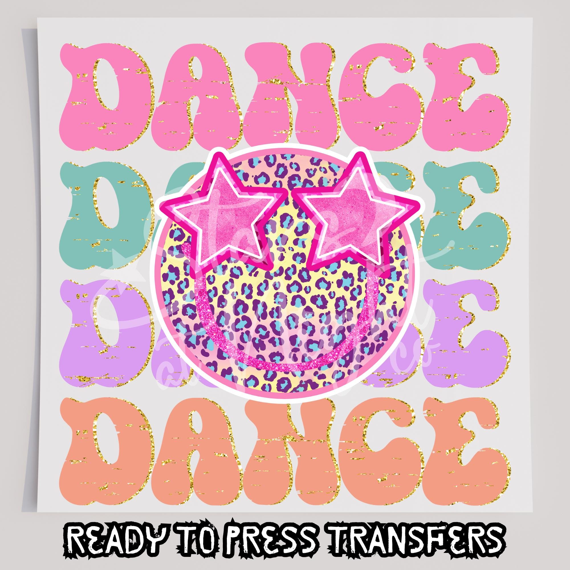Dance Cheetah Smiley Face T-shirt Transfer, Ready to Press Transfer ...