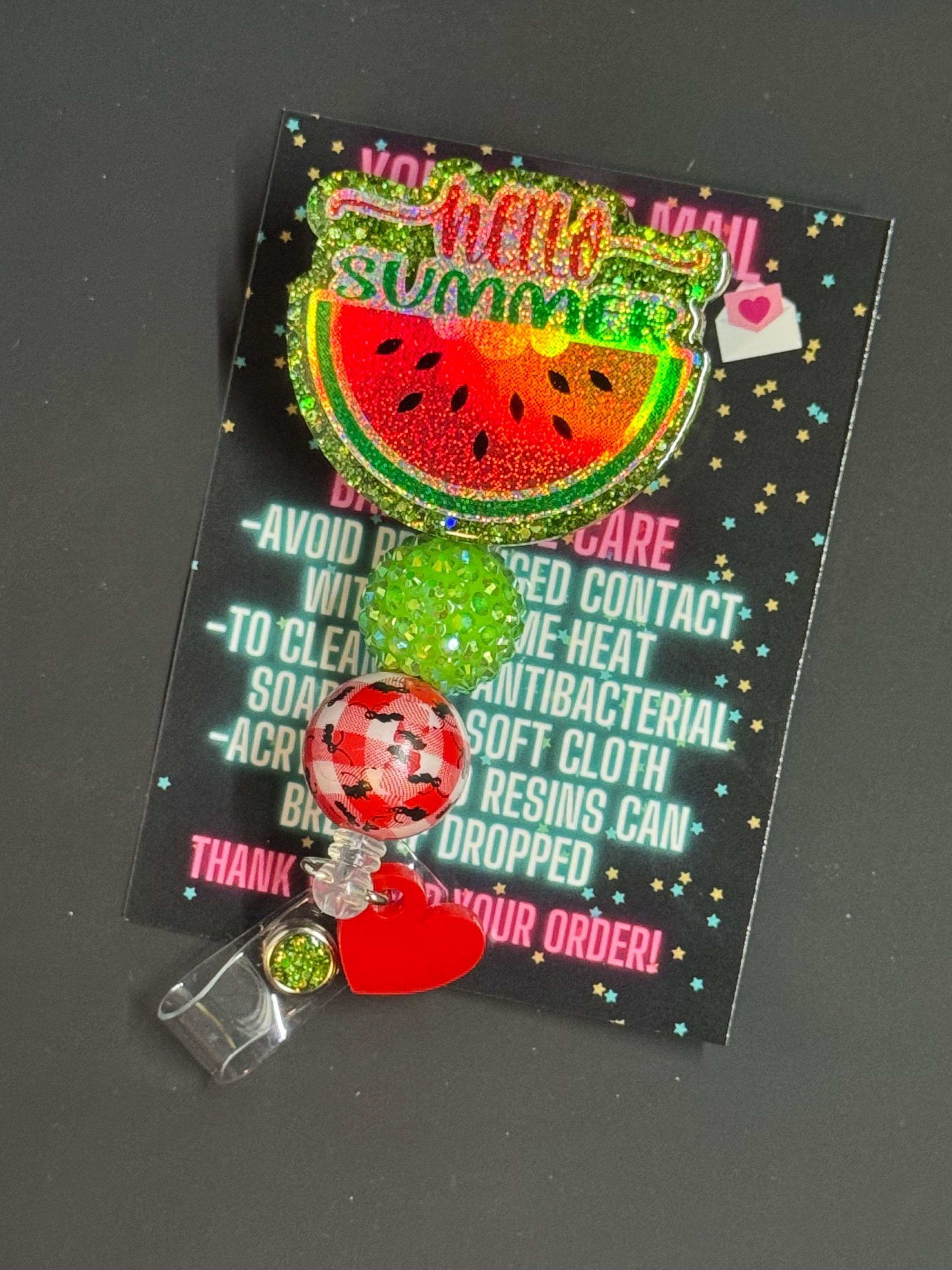 Watermelon Badge Reel, Fruit Badge Reel, Glitter Badge Reel, Badge Reel ...