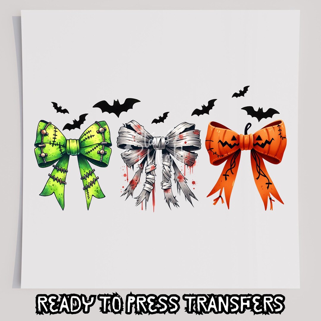 Halloween Bows DTF T-shirt Transfer, Ready to Press Transfer, Screen ...