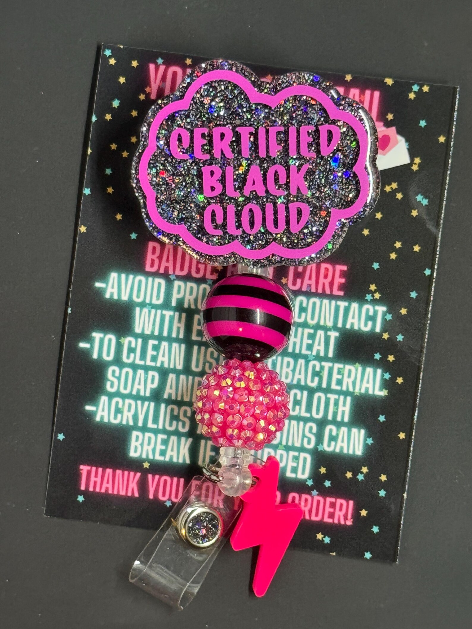 Certified Black Cloud Badge Reel, Black Cloud Badge Reel, Glitter Badge ...