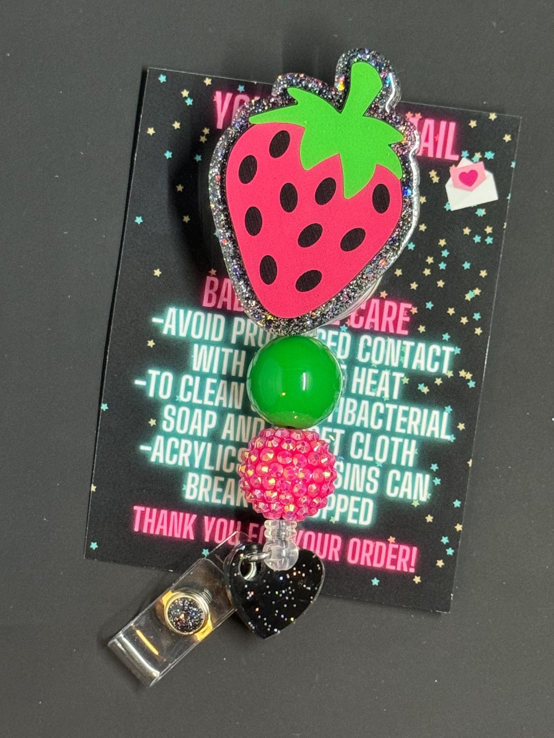 Pink Strawberry Badge Reel, Berry Badge Reel, Glitter Badge Reel, Nurse ...