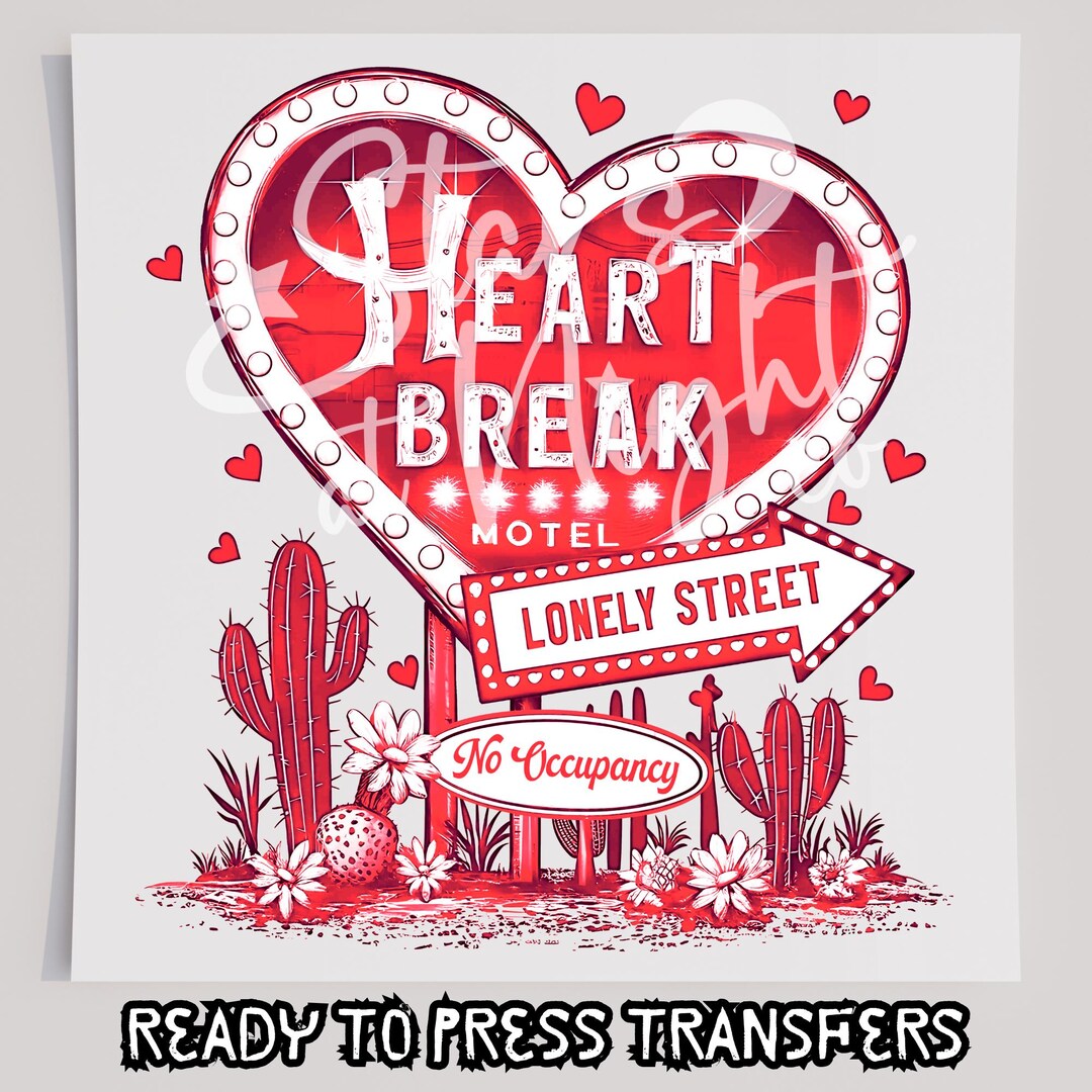 Heart Break Motel T-shirt Transfer, Ready to Press Transfer, Screen ...