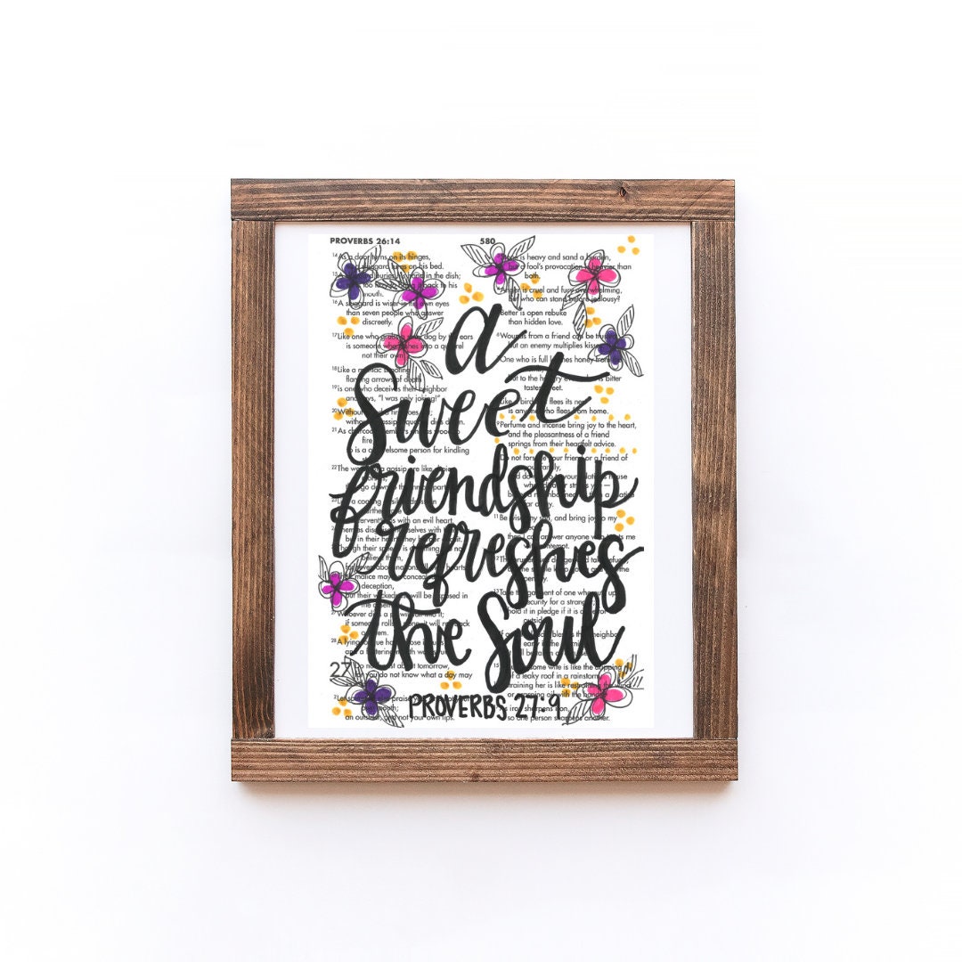 Proverbs 27:9 Bible Verse Wall Art Print Christian Woman Floral ...