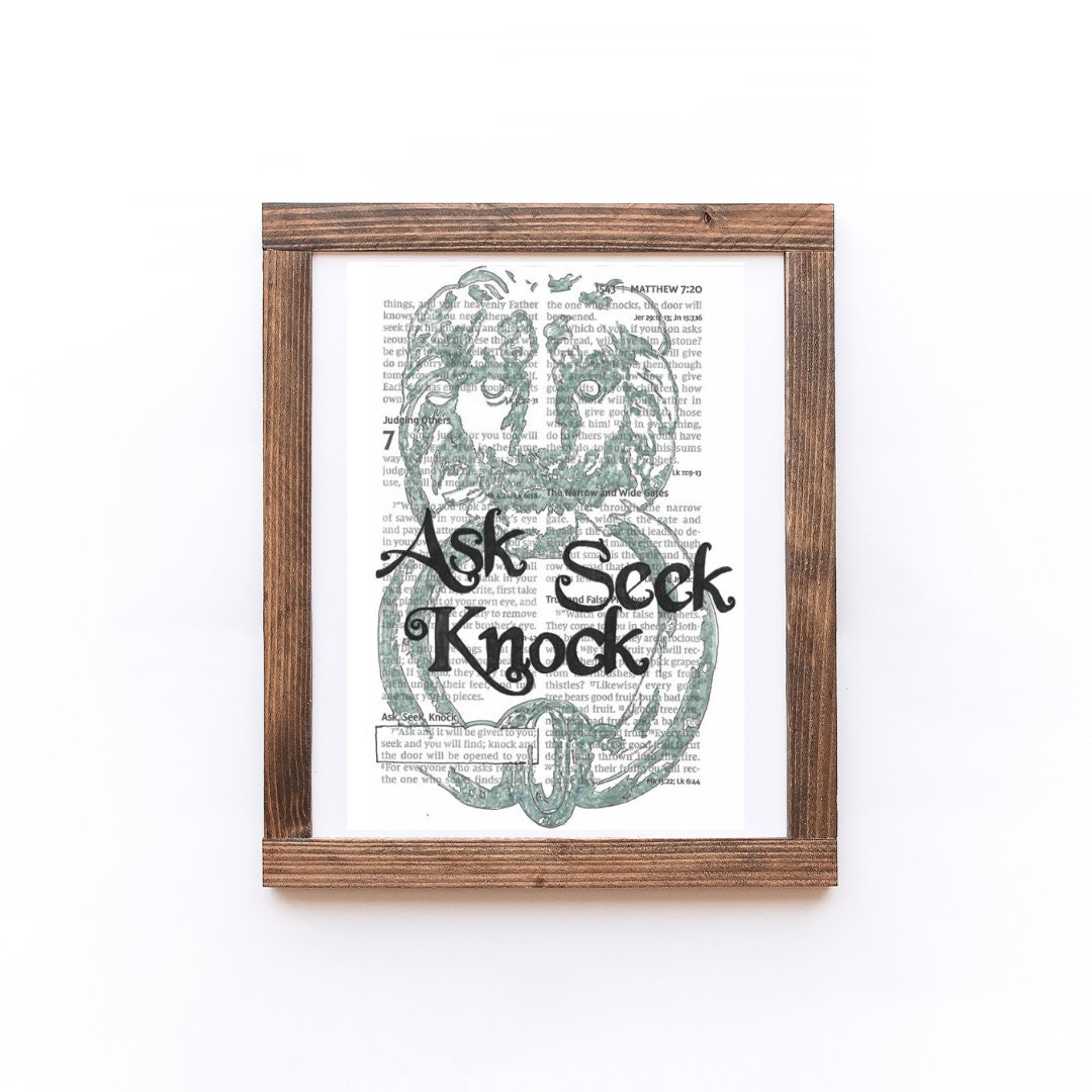 Matthew 7:7 Ask Seek Knock Bible Verse Wall Art Print Scripture ...