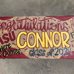 Hand-painted Graduation Banner: Custom Celebration Decor - Etsy