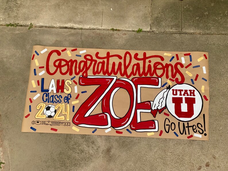 Hand-painted Graduation Banner: Custom Celebration Decor - Etsy
