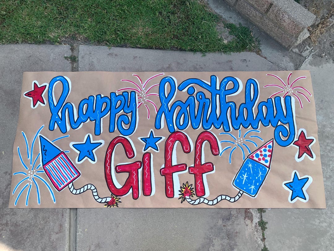 Hand Painted Birthday Banner: Custom Kraft Paper Party Decor - Etsy
